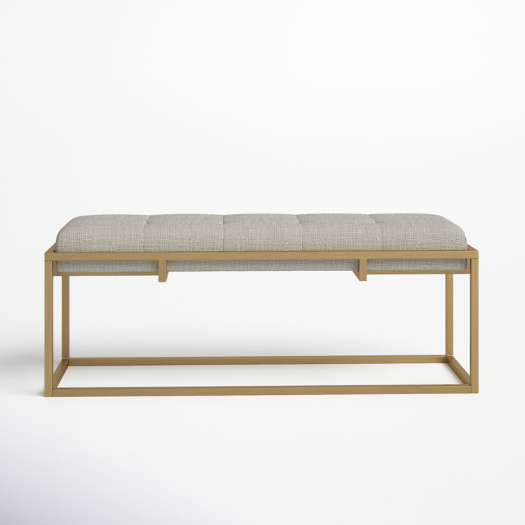 Onyx Button Tufted Upholstered Metal Base Accent Bench Joss Main